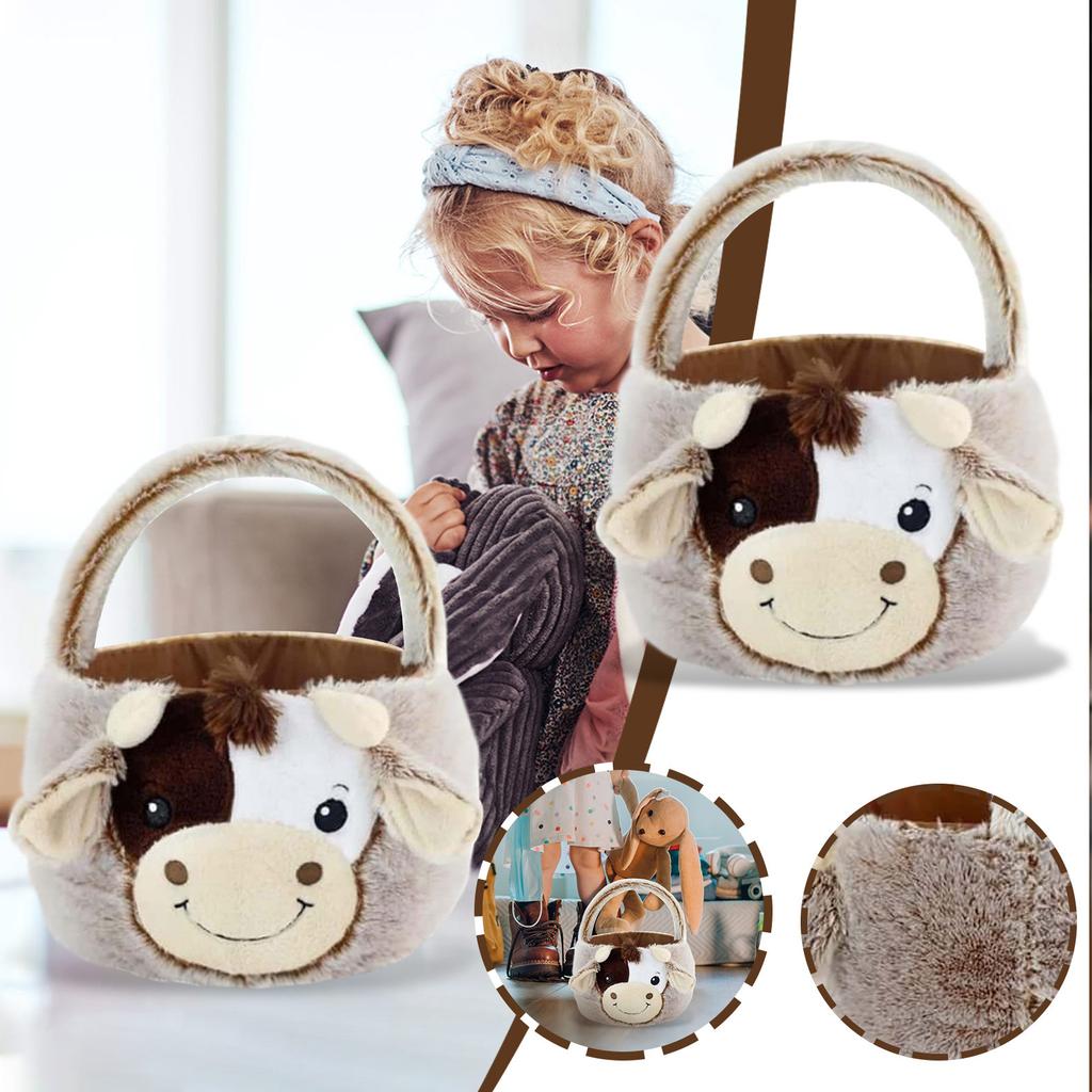 Buy KOBE777 Cute Plush Cow Easter Basket, 10 In/25cm,Plush Cow Easter ...