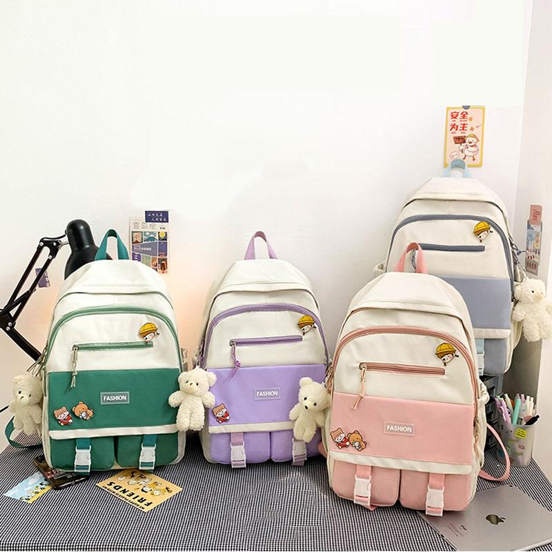 Buy Nylon Backpack Schoolbag Large Capacity for Women Teenagers Student ...