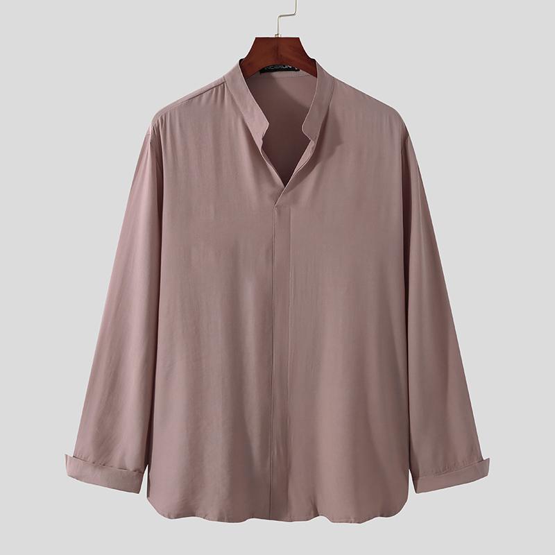 Buy INCERUN Spring Men V Neck Formal Henley Shirts Long Sleeve Office ...