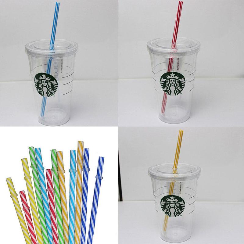 Buy 25 Pcs Color Mixing Pp Threaded Straw Heavy-duty Double Wall Cup ...