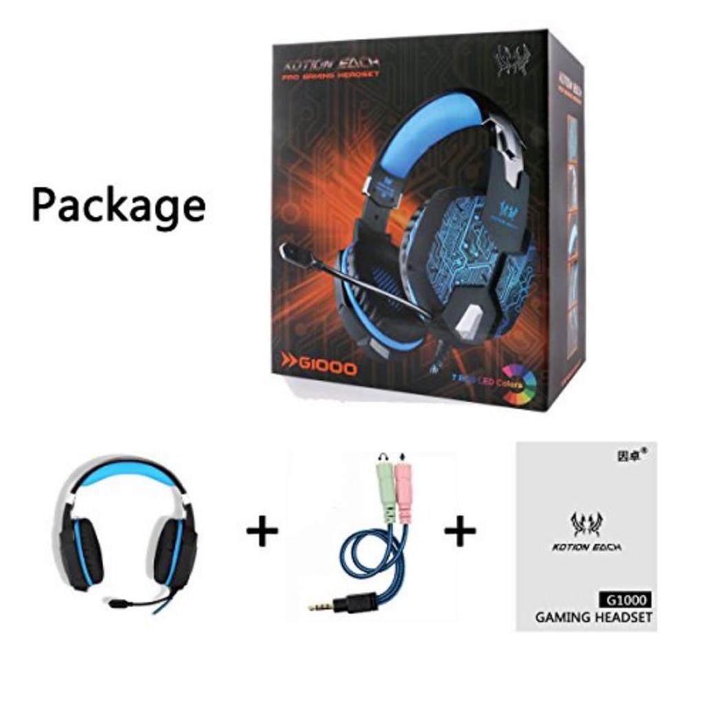 Buy G1000 3.5mm PC Bass Stereo Headphones LED Light Gaming Headset ...