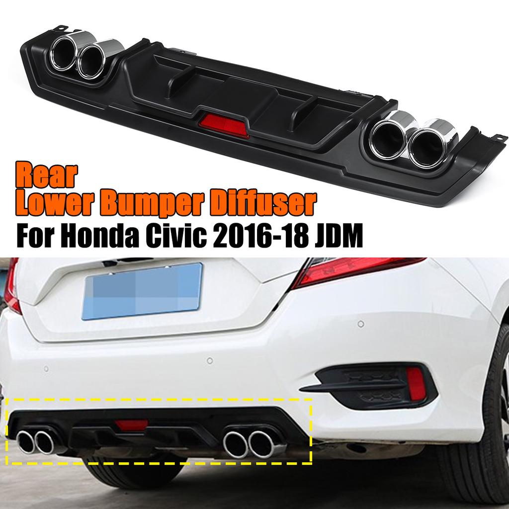 Buy Turbo Rear Lower Bumper Diffuser W/ Dual Exhaust Tip For Honda ...