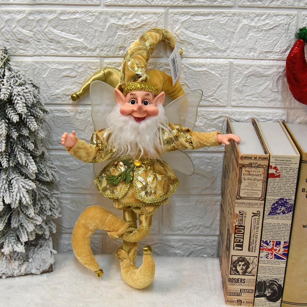 Buy Gold Christmas Elf Doll Decoration Elf Handmade Doll Gift Xmas Tree ...