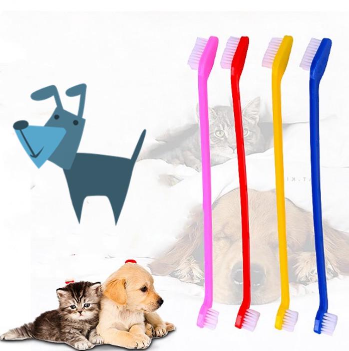 Buy 1 Pieces Plastic Pet Cat Dog Toothbrush Double-Head Long Handle ...