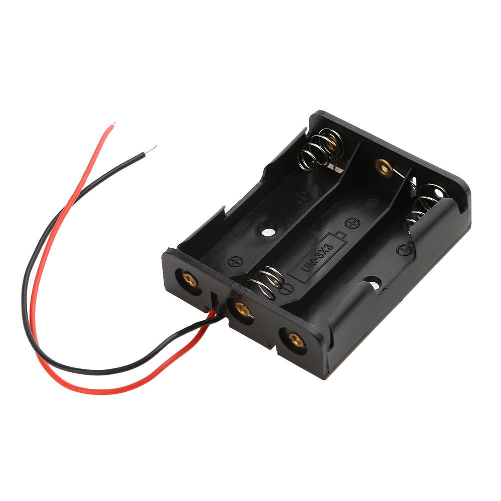 Buy 3 Slots Plastic AA Batteries Storage Box Case Battery Clip w/Wire ...