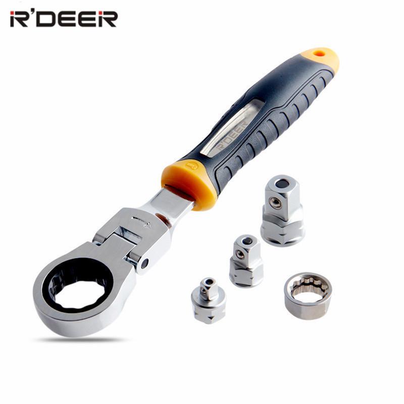 Buy Ratchet Wrench 192mm Spanner with 1/4" 3/8" 1/2" Adjustable Adapter ...