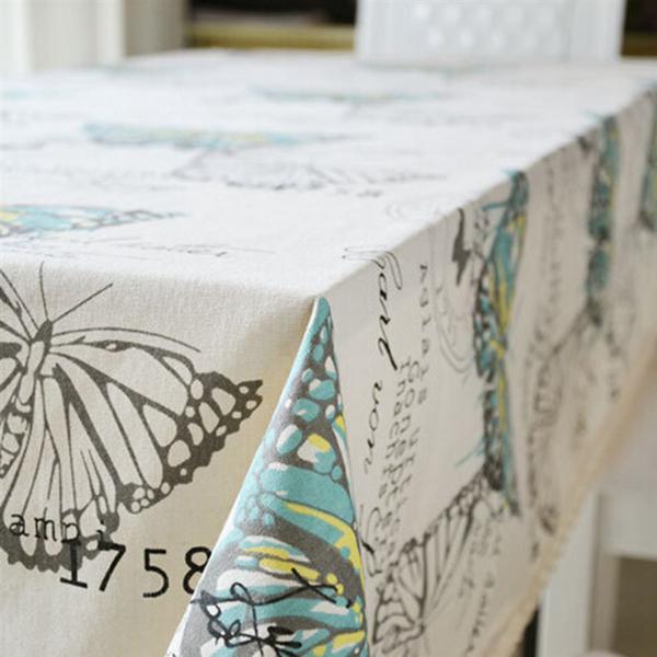 Buy Dining Wedding Party Butterflies Cotton Linen Table Cover Butterfly ...