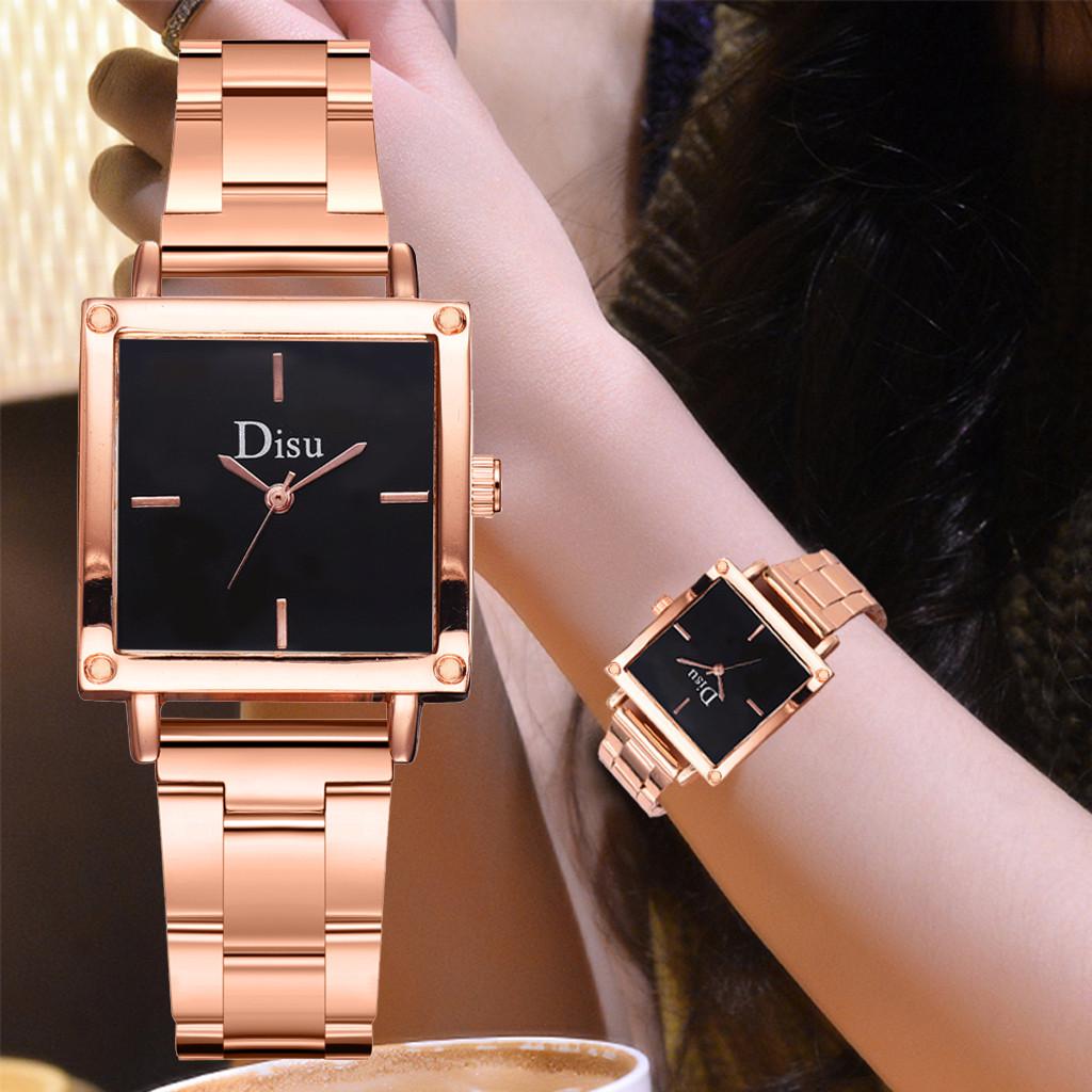 Buy Disu Fashion Quartz Square Dial Steel Strip High Quality Watch for ...