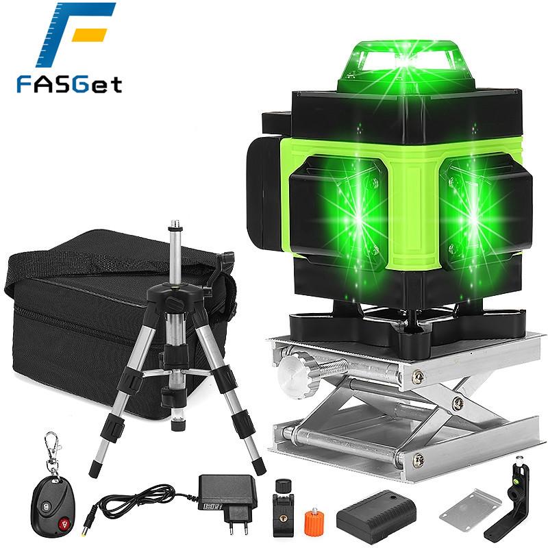 Buy FASGET 4D 12/16 Line Green Light Laser Level Digital Self Leveling ...