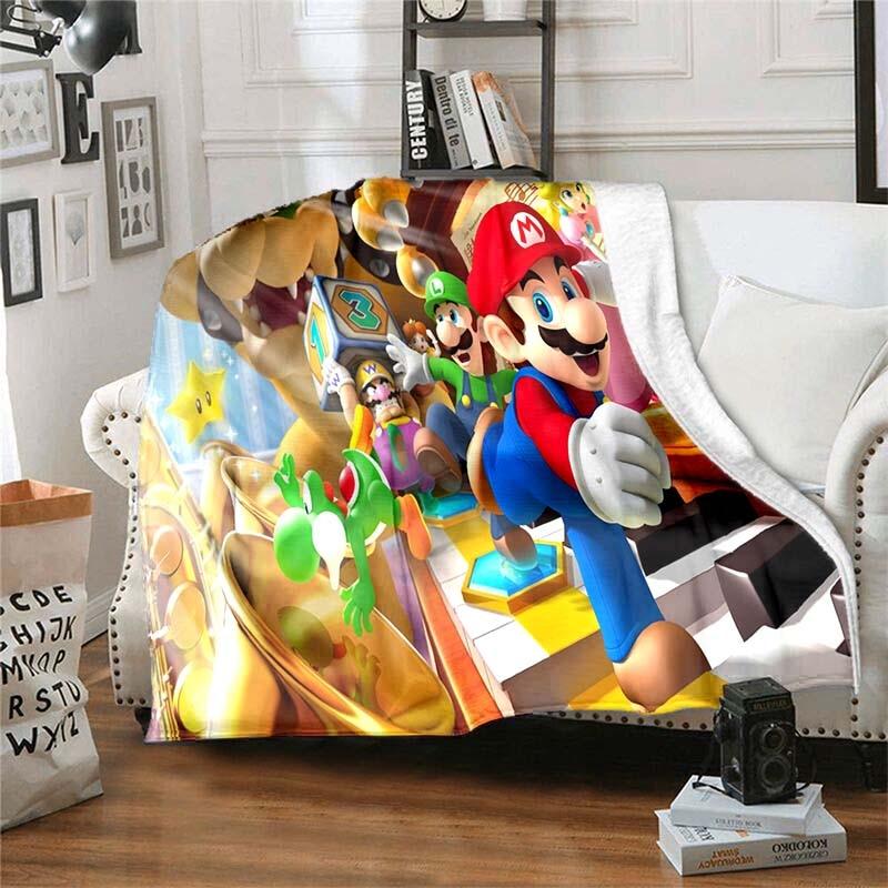 Cartoon Mario Bros Throw Blanket Soft Comfortable Sofa Blankets and ...