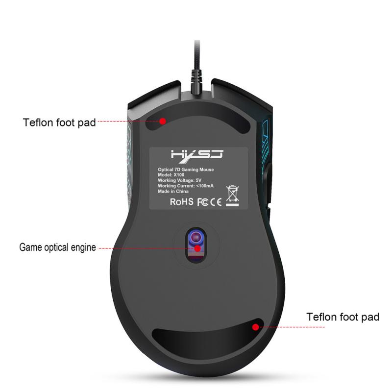 Comprar X100 Wired Optical Mouse Colorful Luminous 1200-1800-2400 ...