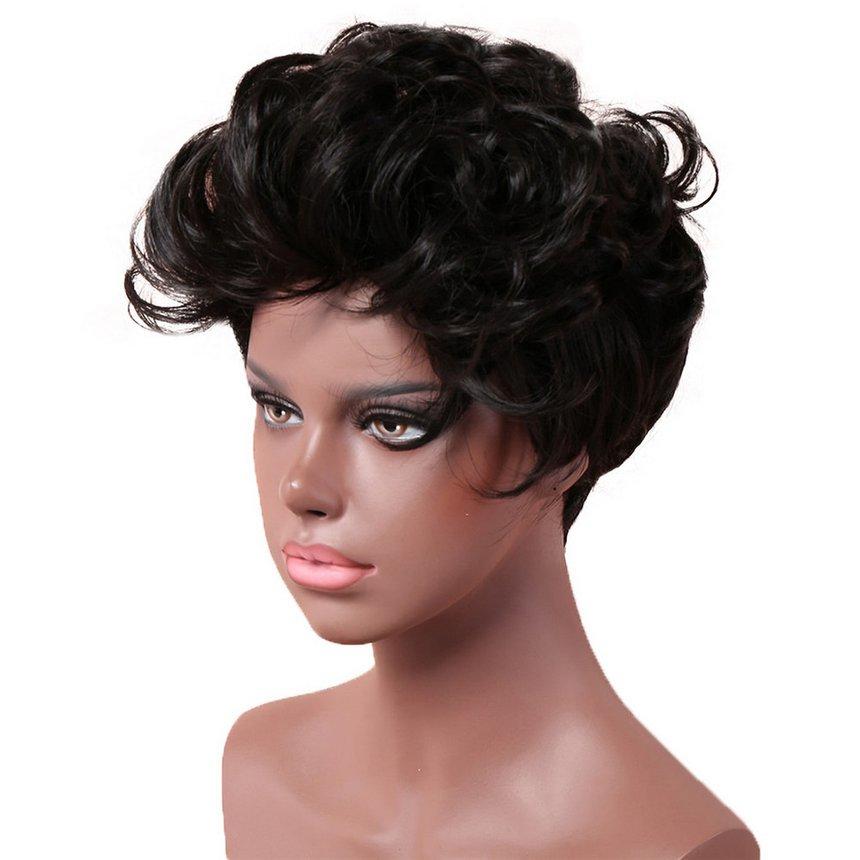 Buy HEATHY CARE1 Short Micro Hair Curls Natural Lifelike Fiber Wigs ...