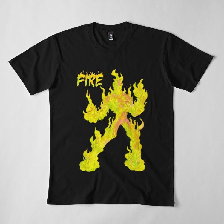 Buy Men Premium Cotton Harajuku T-Shirt fire elemental Print Tees Funny ...