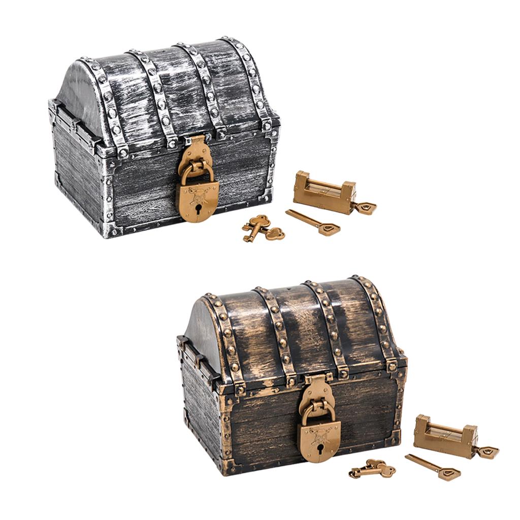 Kids Pirate Treasure Chest Toy Antique Party Favors Props Decoration ...
