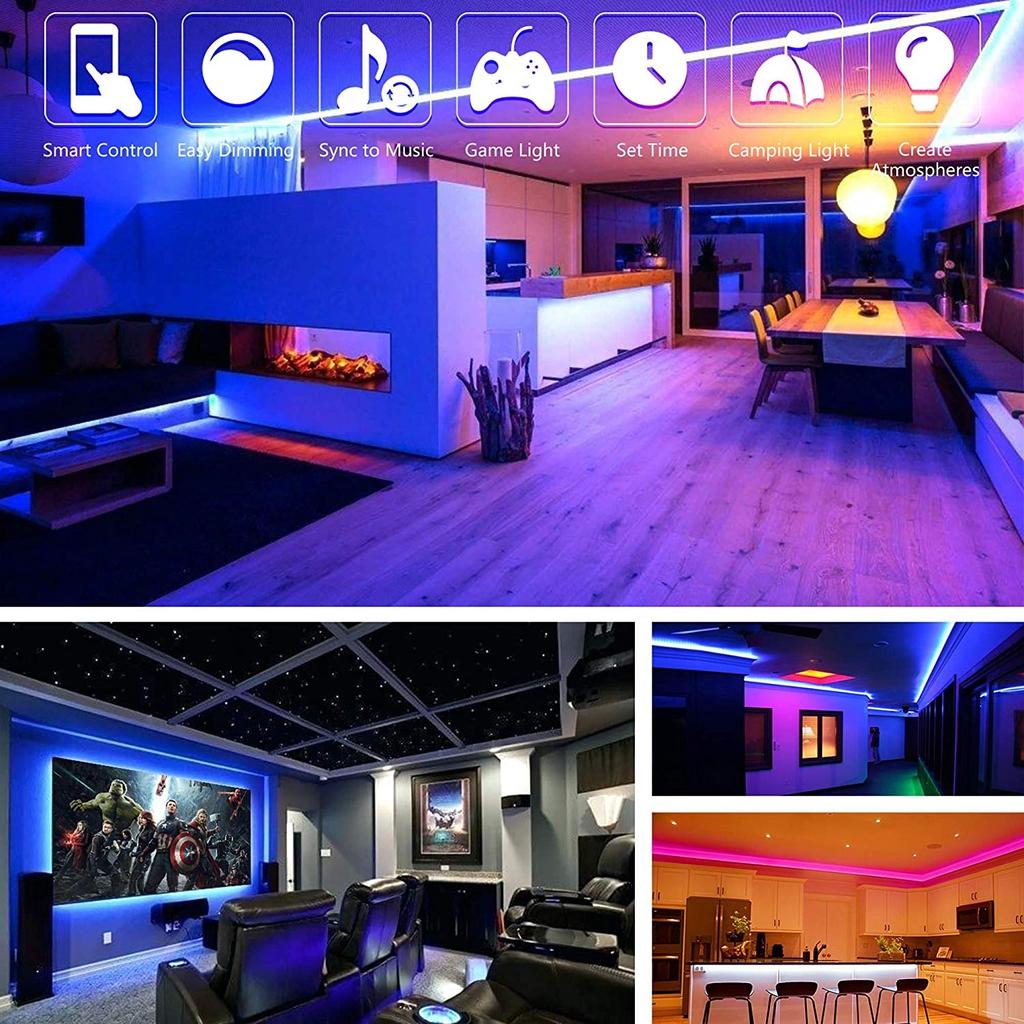 Buy Smart Bluetooth LED Strip Lights Works APP Control 5050 RGB LED ...