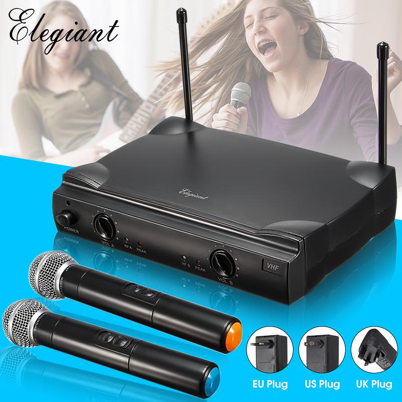 Buy ELEGIANT Dual Wireless Microphone System Receiver Pro 2-Channel ...