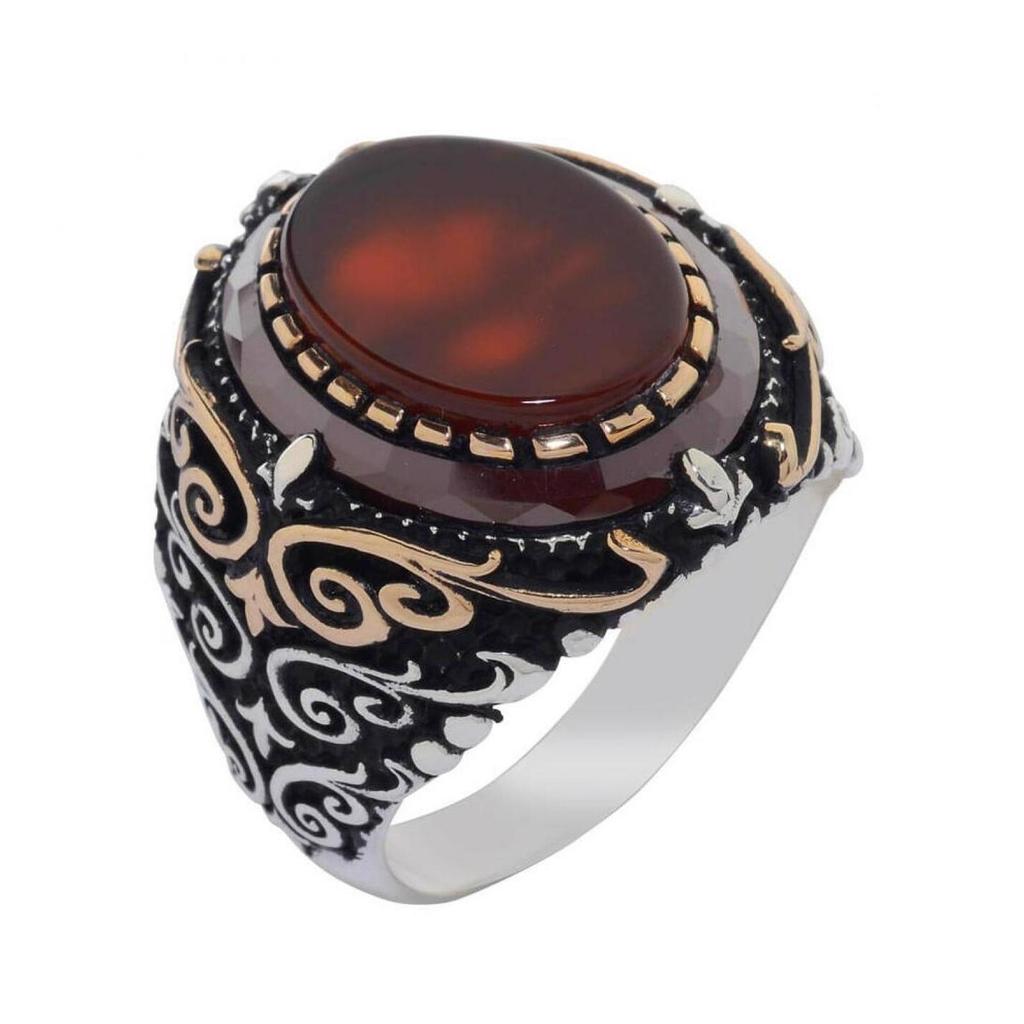 Buy Claret Red Stone Surrounded Dark Claret Red Agate Sterling Silver ...
