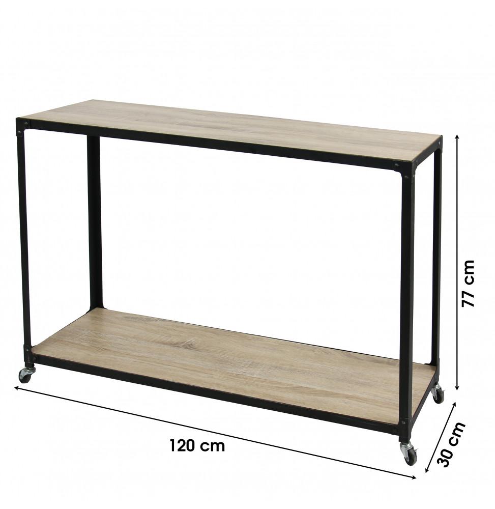 Buy Wooden Console with Wheels - L 120 X W 30 X H 77 Cm - Black and ...