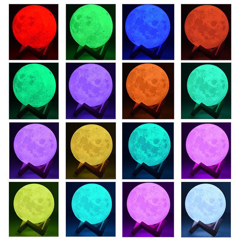 Cheap 3D Moon Lamp USB LED Night Light Moonlight 16 Color Changing With ...