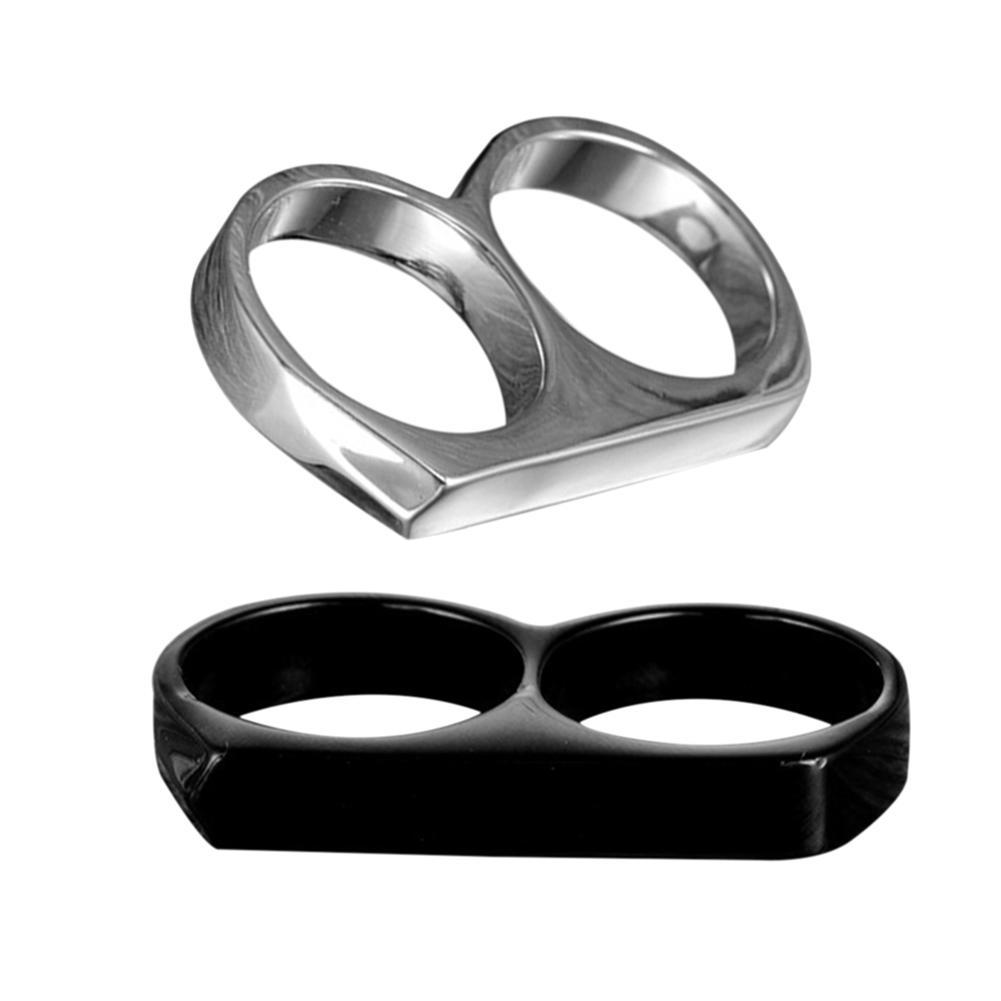 Buy Two Finger Rings Stainless Steel Gold Color Men Punk Biker Rings ...