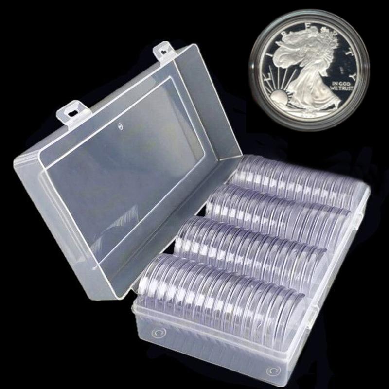 Buy 60pcs Clear Round Case Storage Box Commemorative Coin Collection ...