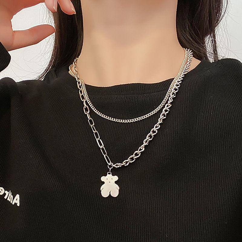 Fashion Punk Chain Double Layer Chain Pendant Necklace for Women Man ...