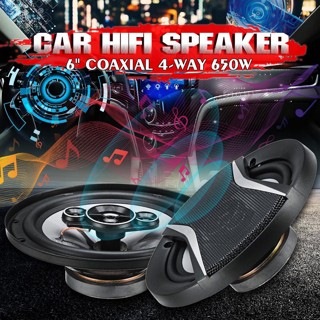 650W 4 Way 1 Pair 6 Inch Car HiFi Coaxial Speakers Vehicle Audio Stereo ...