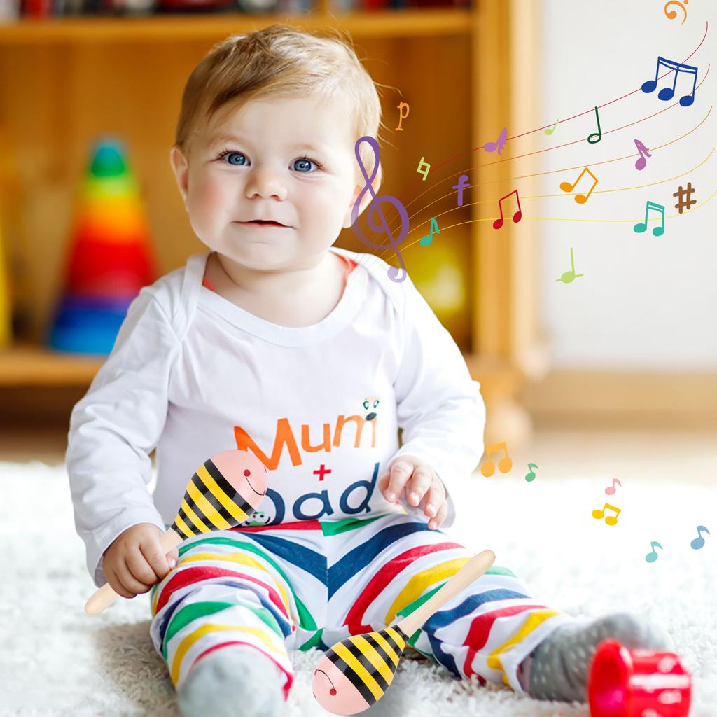 Buy 2 Pack Maracas Wood Sand Hammer Shakers Rattles Wood Percussion ...