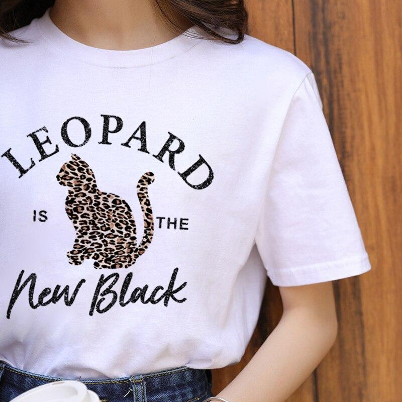 Buy Leopard Lips Graphic Printed Women Black T-shirt Female Summer New ...