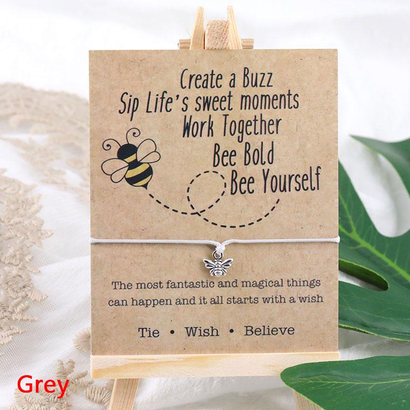 Buy Be Happy Honey Bee Wish Bracelet Adjustable Bee Pendant Bracelet ...