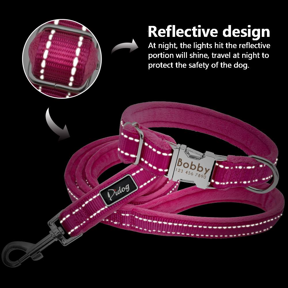 Satın alın Nylon Dog Collar Leash Set Personalized Name Id Tag ...