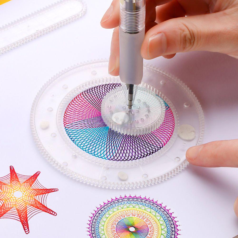 Buy 27pcs Original Spirograph Design Set Tin Draw Drawing Kids Art ...