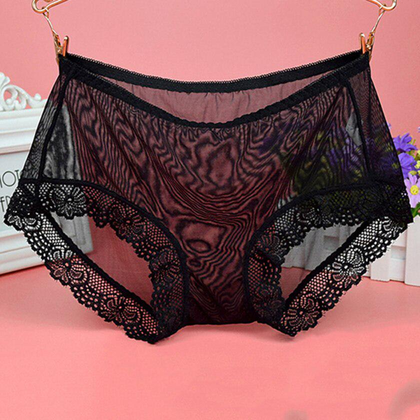 Women's Ultra-thin Sexy Mesh Gauze Panties Seamless Mid-low Waist ...