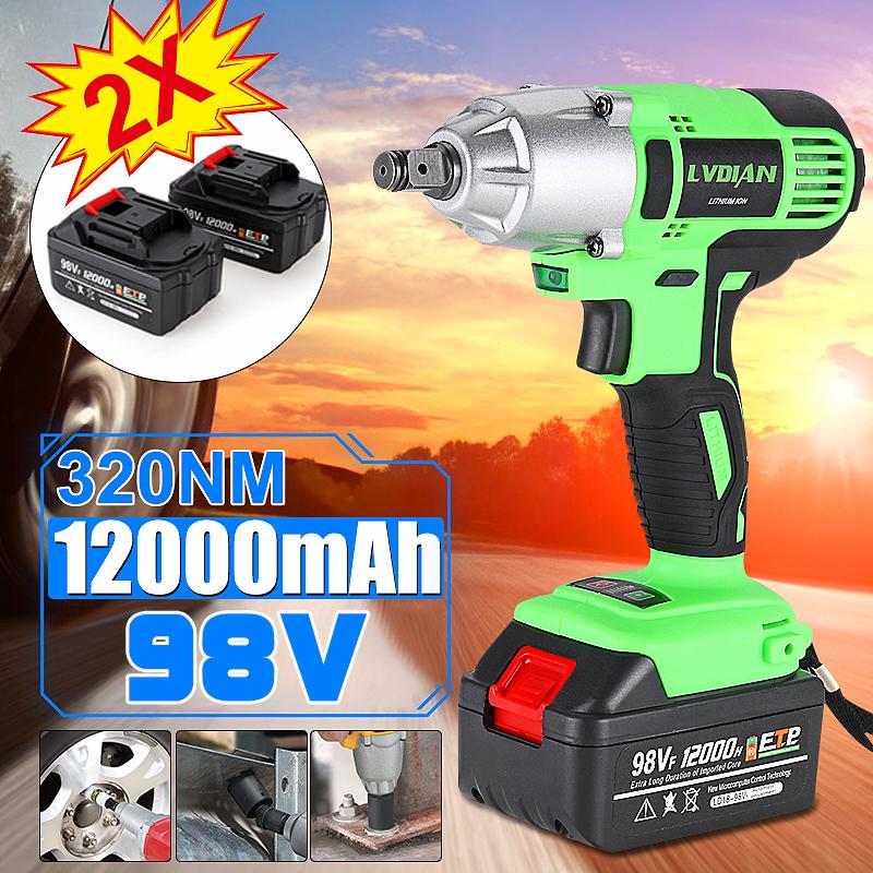 Buy 98V 320Nm Impact Drill Cordless Wrench Drill Gun Set Electric Drill ...