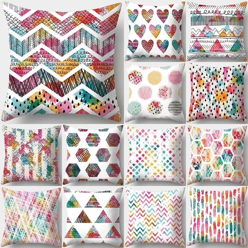 Buy Colorful Geometric Pattern Decorative Cushions Pillowcase Polyester ...