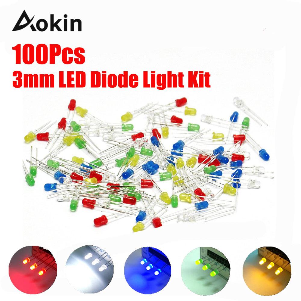 Satın alın 100pcs F3 3mm LED Diode Light Assorted Kit Green Blue Yellow ...