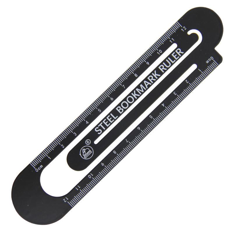 Buy 12cm White Black Steel Bookmark Ruler Pocket Protractor Ruler Metal ...