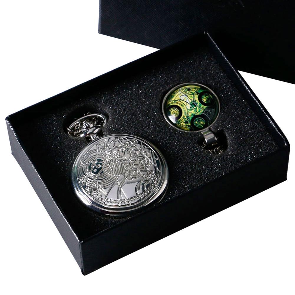 Buy Charming Silver Doctor Who Pattern Pocket Watch Set Men Pendant ...