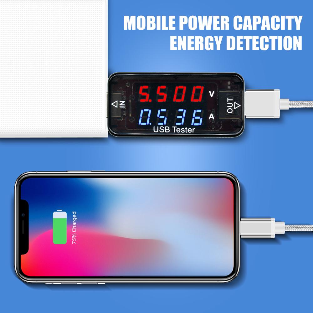 Buy 3/4-Bit USB Dual Display Charger Tester Current Voltage Meter ...
