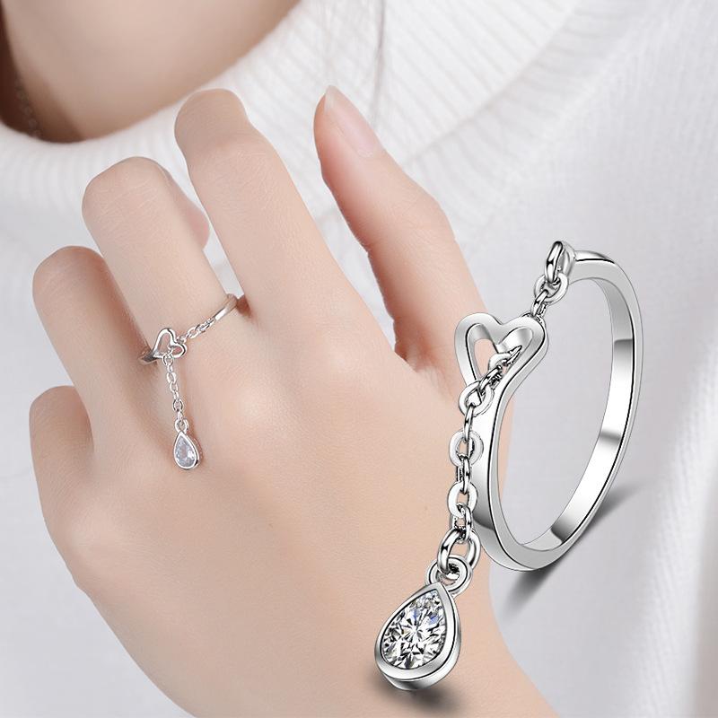 Buy POMOiii Women's Open Rings Ring Jewelry Hand Jewelry Zircon Drop ...