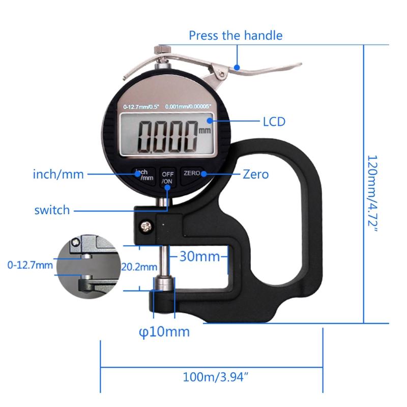 Digital Thickness Gauge 0.4 inch/10mm 0.0005"/0.01mm Thickness Meter ...
