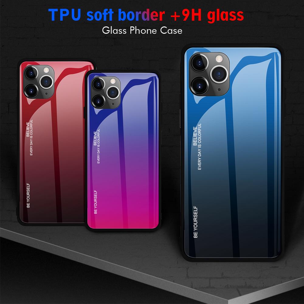 Buy Phone Case Gradient Color Tempered Glass Back Cover Phone Case For ...