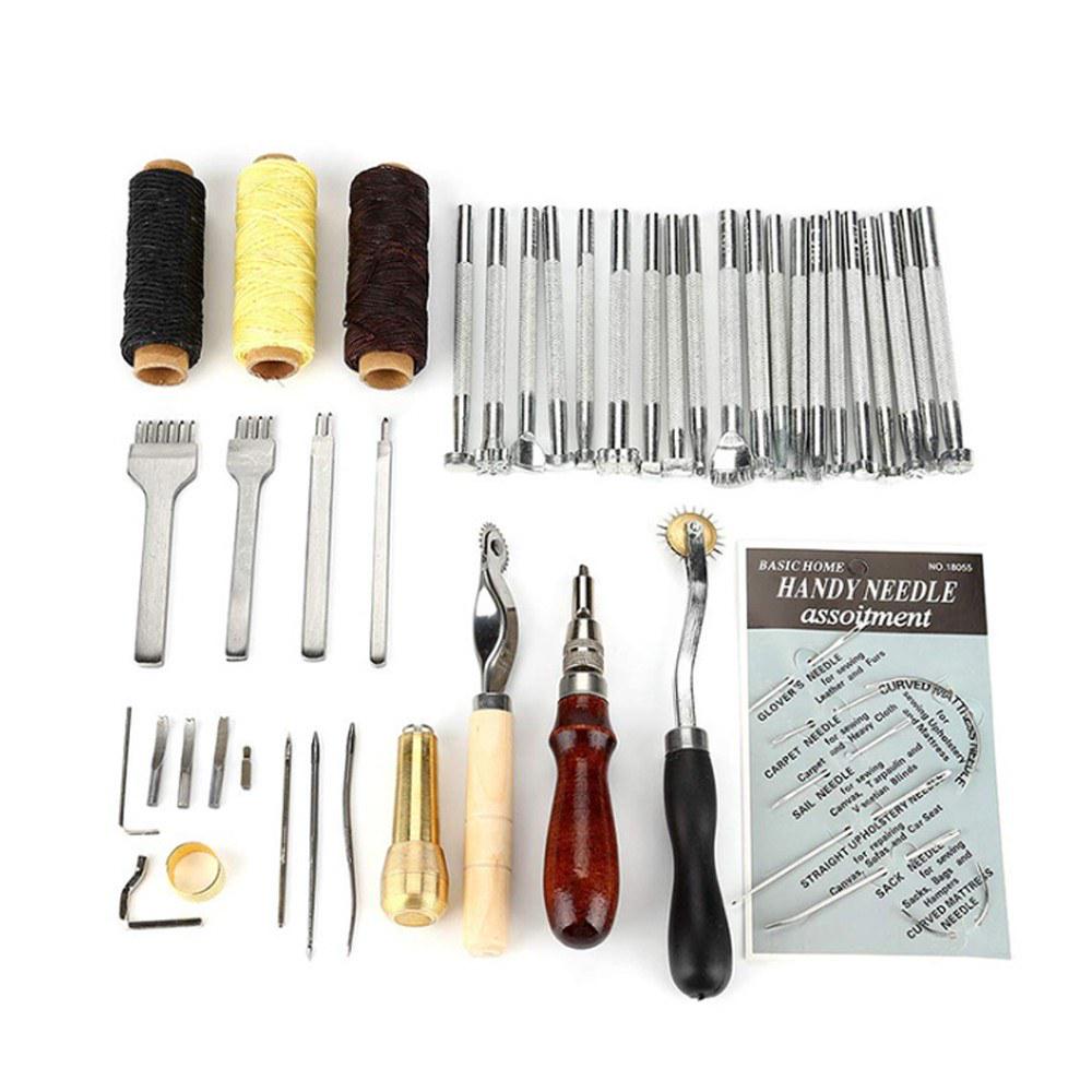 Buy HBKS Professional 48pcs Leather Craft Tools Kit Hand Leathercraft ...