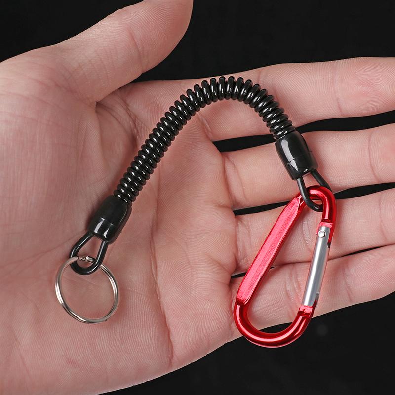 Tactical Retractable Spring Elastic Rope Carabiner Belt Fishing ...