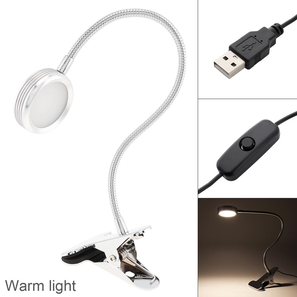 3W 4 Modes Dimmable LED USB Clip Lamp Warm Light Student Eye Protection ...