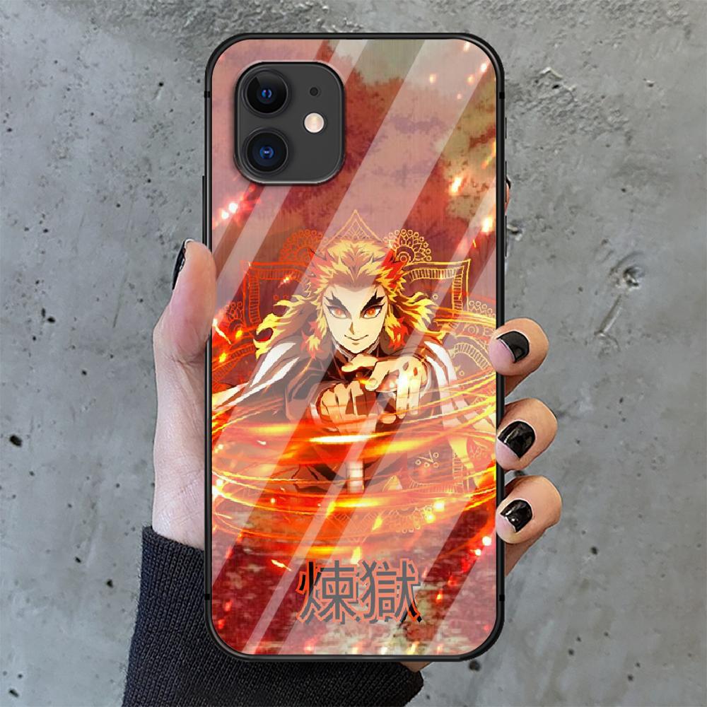 Buy Anime Demon Slayer Kyojuro Rengoku Tempered Glass Phone Case Cover ...