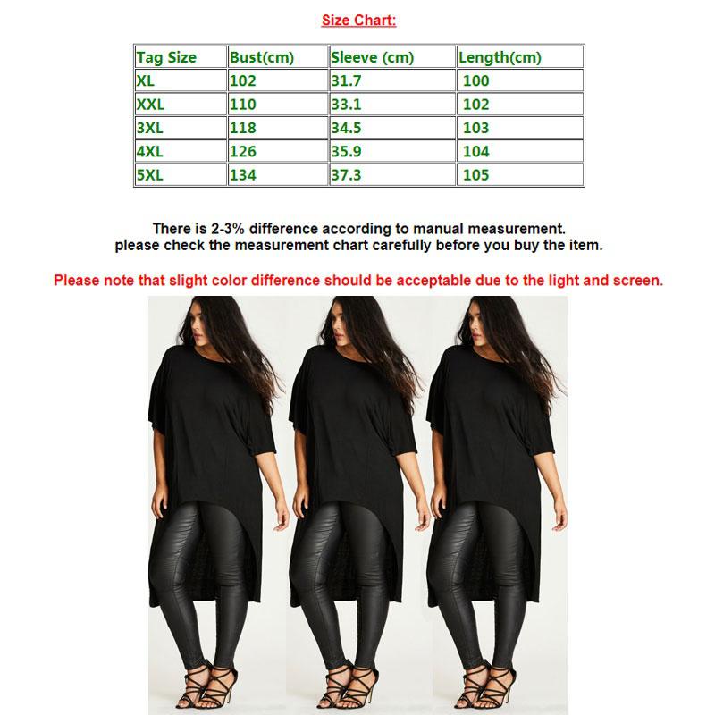 Buy Plus Size XL-5XL Womens Casual Loose Short Sleeve Black Shirt ...