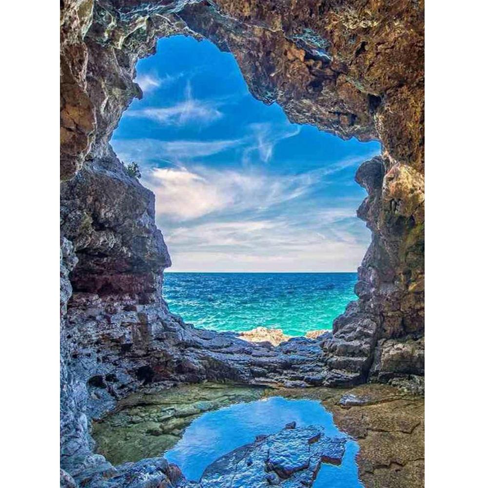 Cheap Home Handmade DIY Full Square Drill Diamond Painting 5D Sea Cave ...