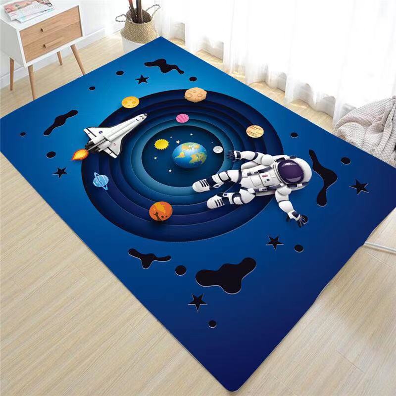 Cartoon rocket astronaut carpet children's room space mat uygun fiyatlı ...