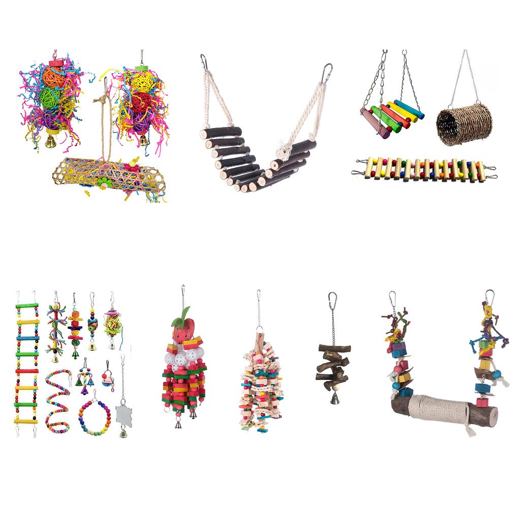 Buy Wooden Bird Ladder Bridge Naturals Rope Ladder Bird Toy 13 Steps ...